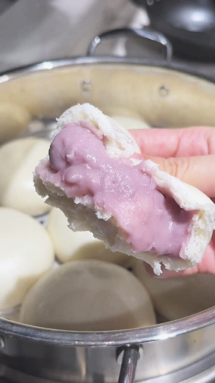 Sweet & Fluffy Steamed Taro Bun - Kitchen (Mis)Adventures